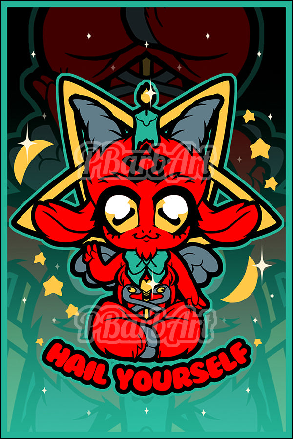 Chibi Baphomet - Red (Art Print) – pbarbart